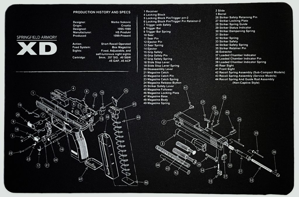 Springfield XD Cleaning Mat - Gun Cleaning Mats